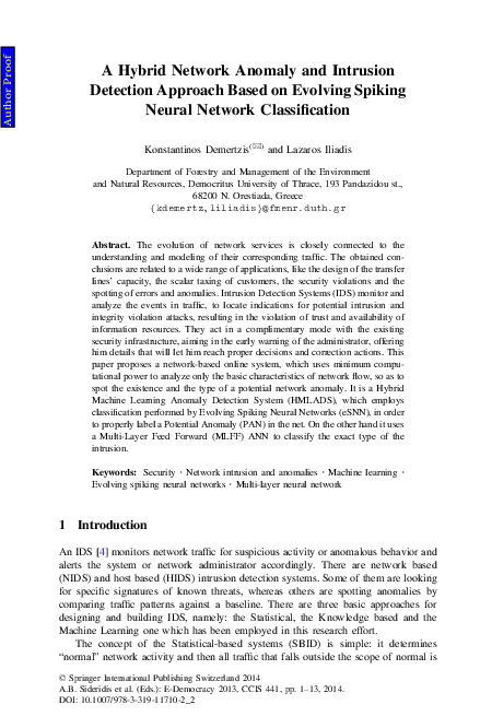 (PDF) A Hybrid Network Anomaly and Intrusion Detection Approach Based on Evolving Spiking Neural ...