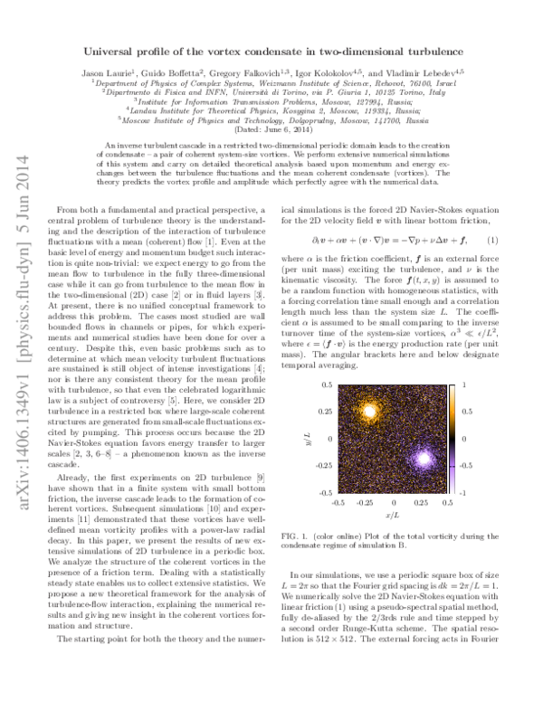 (PDF) Universal profile of the vortex condensate in two-dimensional ...