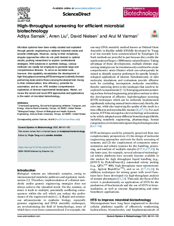 (PDF) High-throughput screening for efficient microbial biotechnology