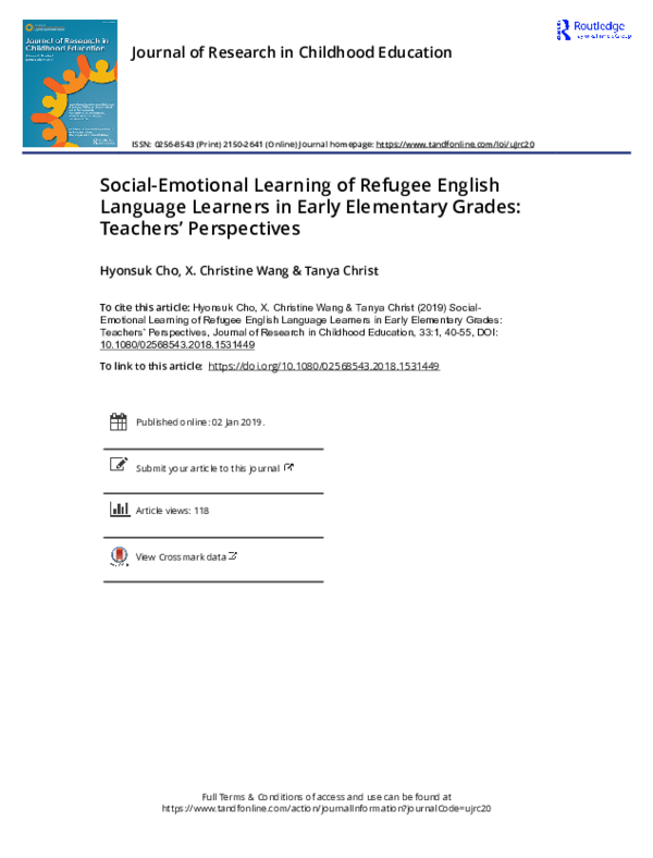 (PDF) Social-Emotional Learning of Refugee English Language Learners in ...