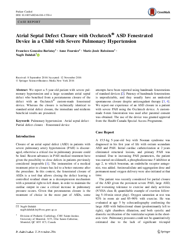 (PDF) Atrial Septal Defect Closure with Occlutech® ASD Fenestrated ...