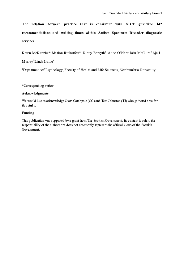 (DOC) The relation between practice that is consistent with NICE ...