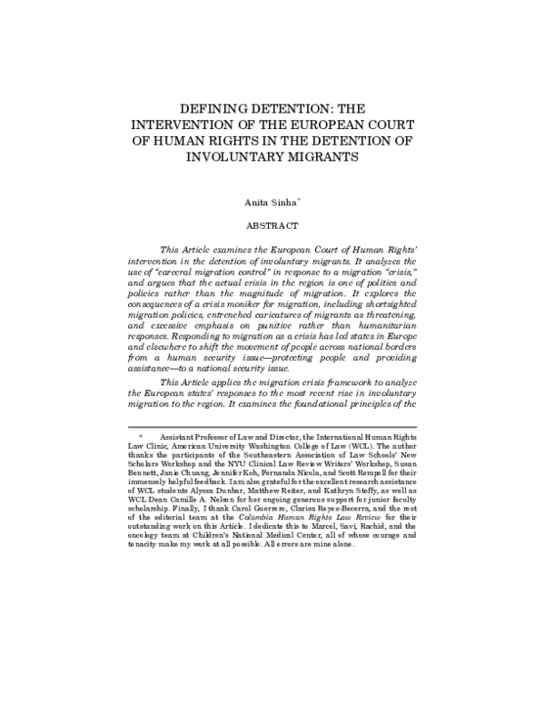 (PDF) Defining Detention: The Intervention of the European Court of ...