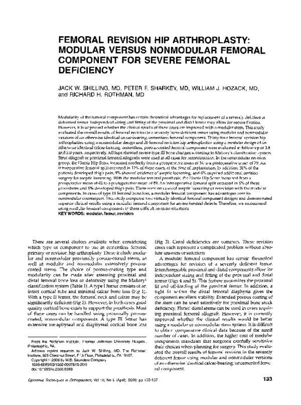 (PDF) Femoral revision hip arthroplasty: Modular versus nonmodular ...