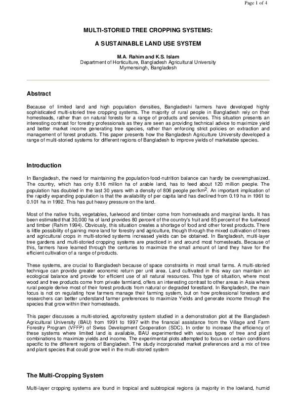 (PDF) Multi-Storied Tree Cropping Systems: A Sustainable Land Use System