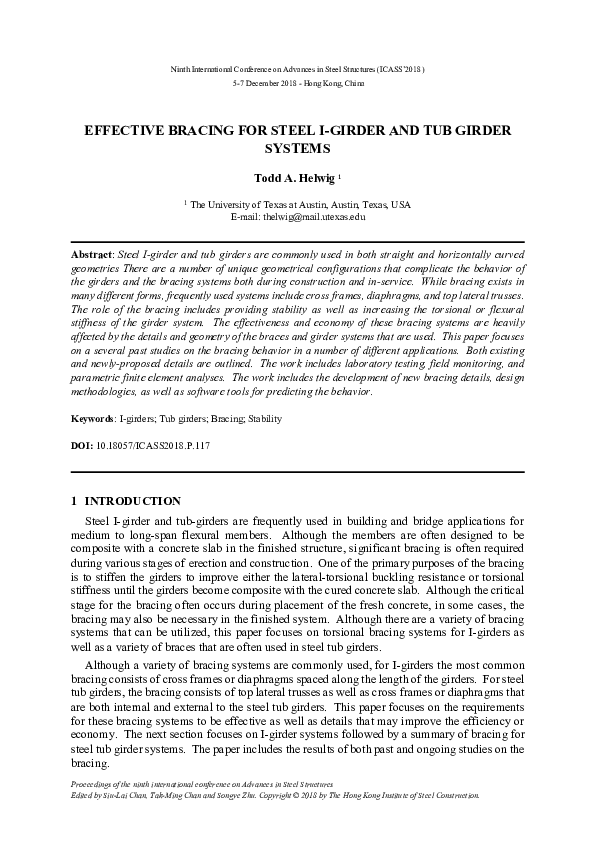 (PDF) Horizontal Bracing Systems for Curved Steel I-Girder Bridges
