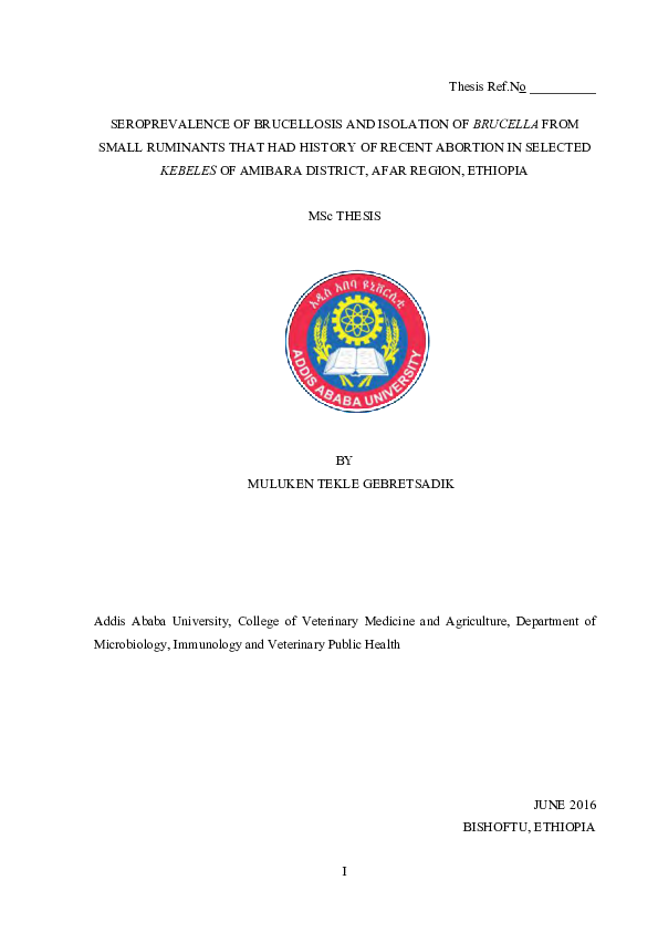 (PDF) Seroprevalence of Brucellosis and Isolation of Brucella from ...