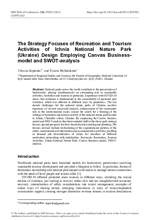 (PDF) The Strategy Focuses of Recreation and Tourism Activities of ...