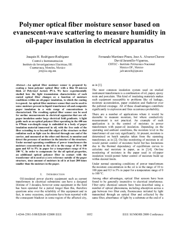 (PDF) Polymer optical fiber moisture sensor based on evanescent-wave scattering to measure ...