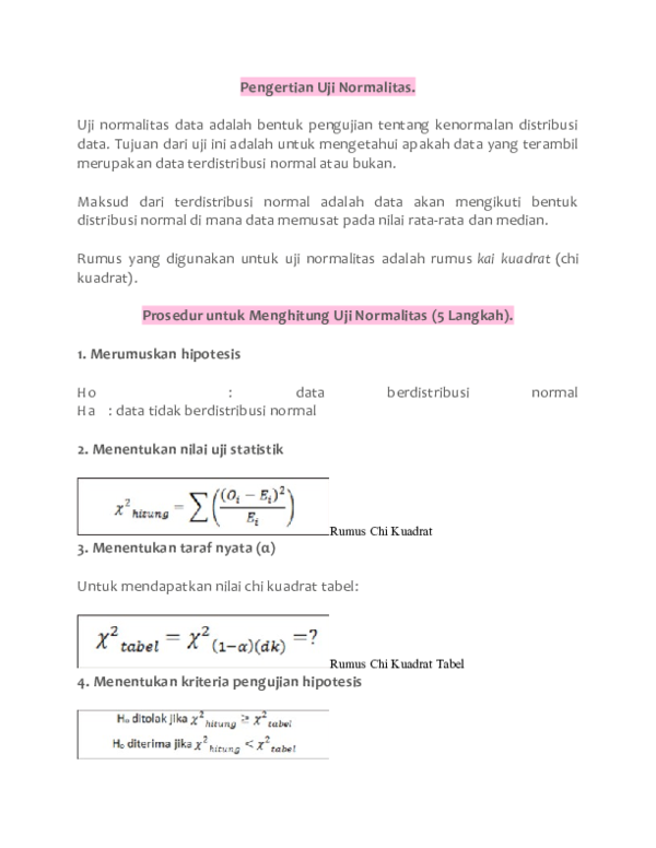 (DOC) Pengertian Uji Normalitas