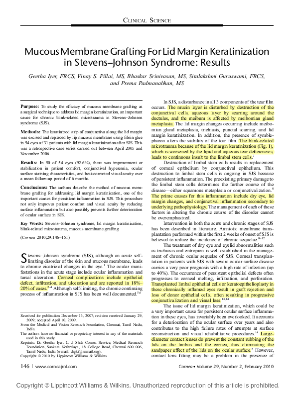 (PDF) Mucous Membrane Grafting For Lid Margin Keratinization in Stevens ...
