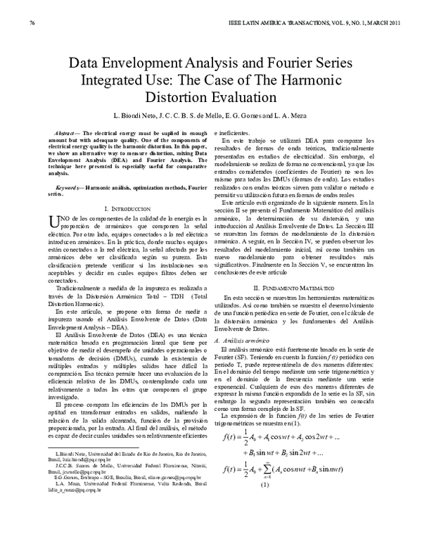 (PDF) Data Envelopment Analysis and Fourier Series Integrated Use: The Case of The Harmonic ...