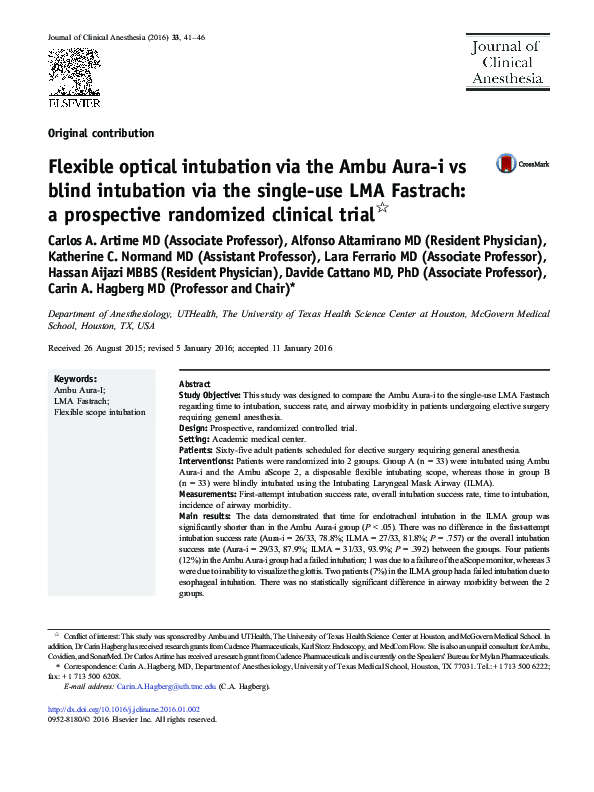 (PDF) Flexible optical intubation via the Ambu Aura-i vs blind ...