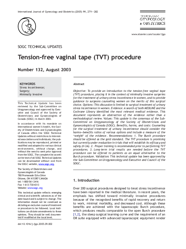 (PDF) Tension-free vaginal tape (TVT) procedure