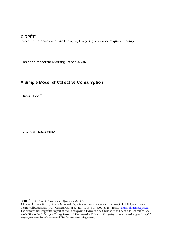 (PDF) A Simple Model of Collective Consumption | Olivier donni ...