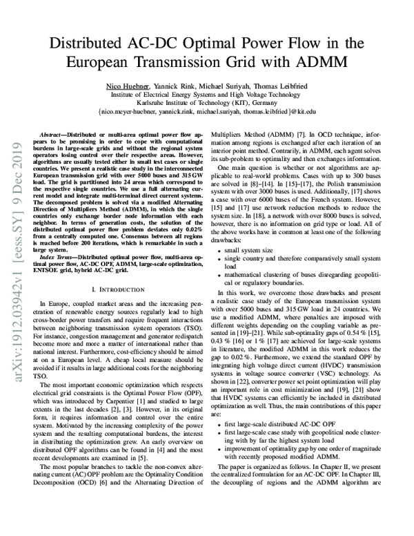 (PDF) Distributed AC-DC Optimal Power Flow in the European Transmission ...