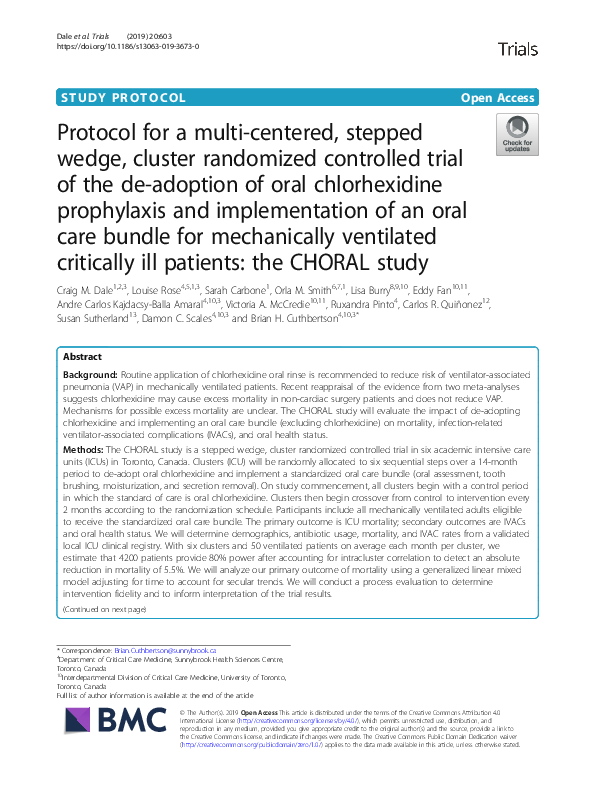 Pdf Protocol For A Multi Centered Stepped Wedge Cluster Randomized