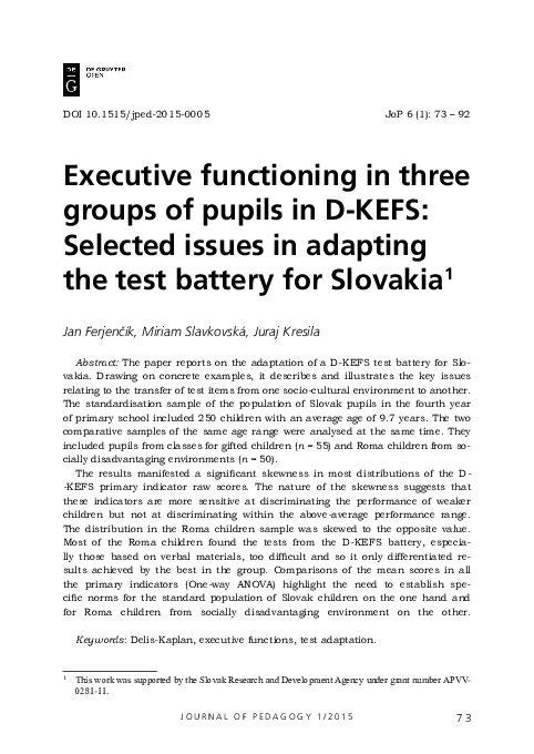 (PDF) Executive functioning in three groups of pupils in D-KEFS ...
