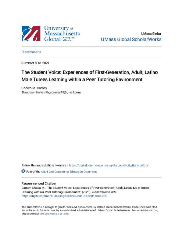 (PDF) First-Generation Latino Males in Peer Tutoring