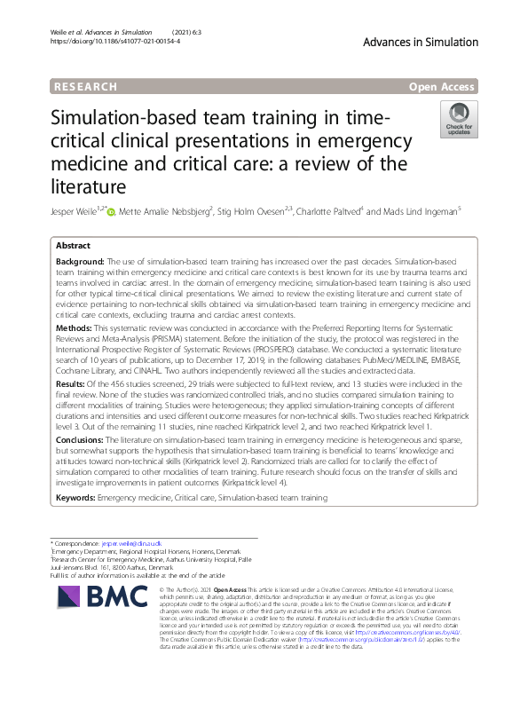 (PDF) Simulation-based team training in time-critical clinical presentations in emergency ...
