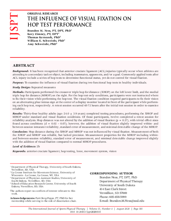(PDF) The Influence of Visual Fixation on Hop Test Performance