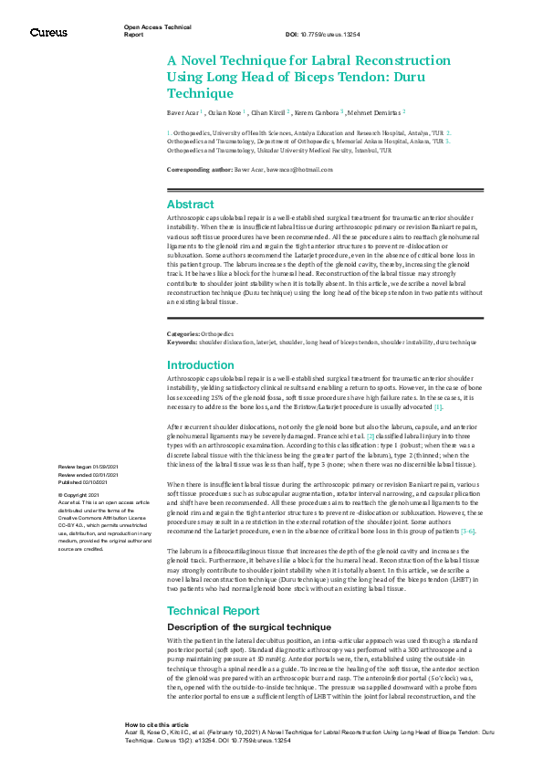 (PDF) A Novel Technique for Labral Reconstruction Using Long Head of ...