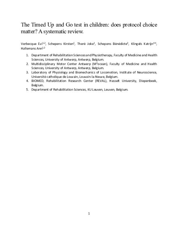 (PDF) The Timed Up and Go Test in Children