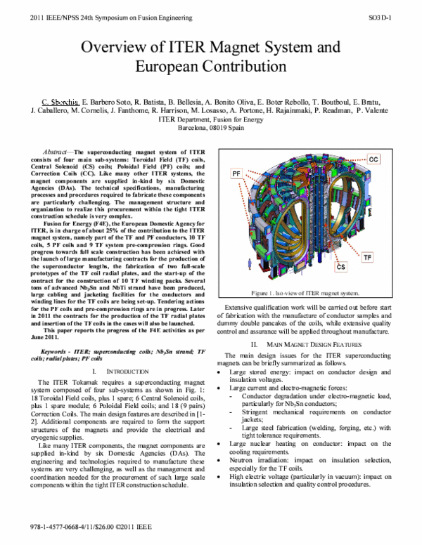 (PDF) Overview of ITER magnet system and European contribution