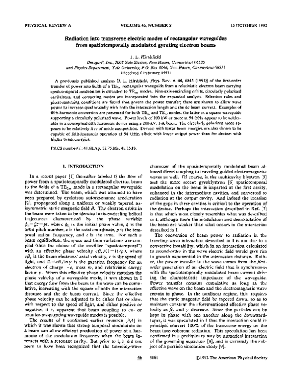 (PDF) Radiation into transverse electric modes of rectangular waveguides from spatiotemporally ...