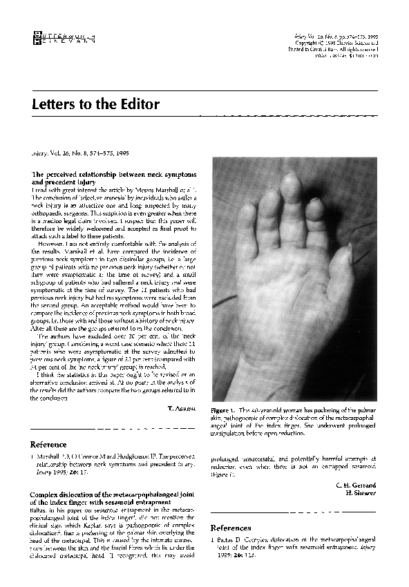 (PDF) Complex dislocation of the metacarpophalangeal joint of the index ...