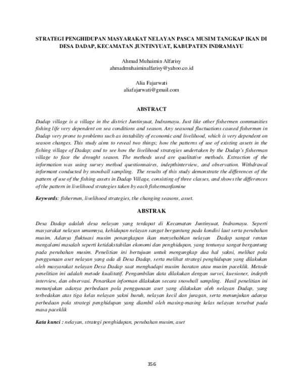 (PDF) Strategi Penghidupan Masyarakat Nelayan Pasca Musim Tangkap Ikan ...