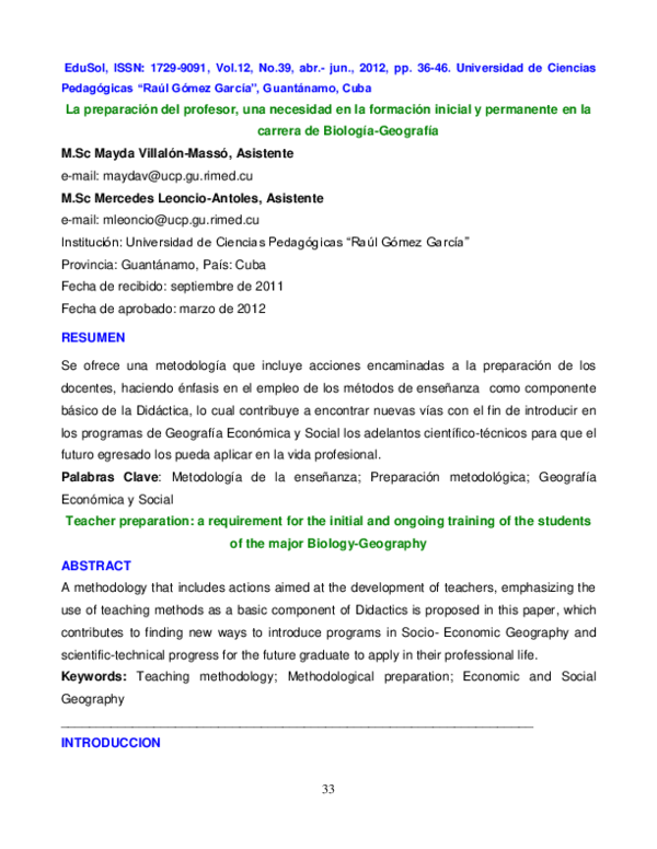(PDF) Universidad de Ciencias Pedagógicas | María Isabel Valdez ... (PDF) Universidad de Ciencias Pedagógicas | María Isabel Valdez ...