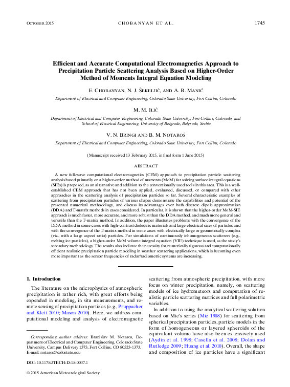 (PDF) Efficient and Accurate Computational Electromagnetics Approach to Precipitation Particle ...