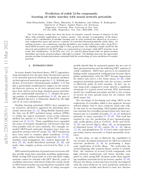 (PDF) Prediction of stable Li-Sn compounds: boosting ab initio searches ...