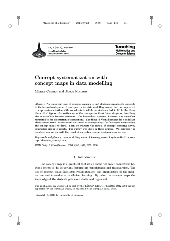 (PDF) Concept systematization with concept maps in data modelling ...