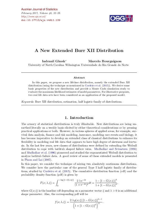 (PDF) A New Extended Burr XII Distribution