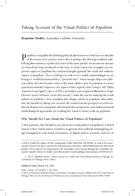 (PDF) Taking Account of the Visual Politics of Populism