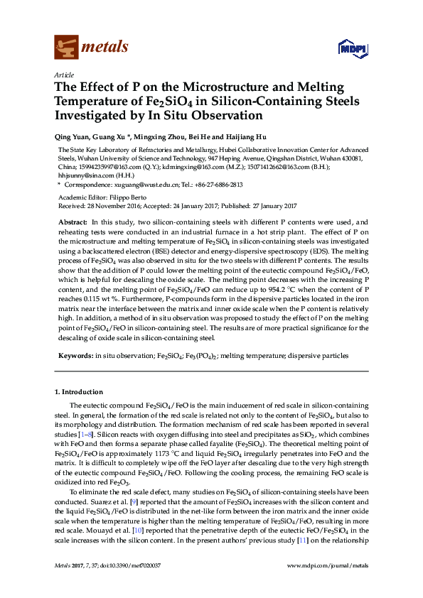 (PDF) The Effect of P on the Microstructure and Melting Temperature of ...