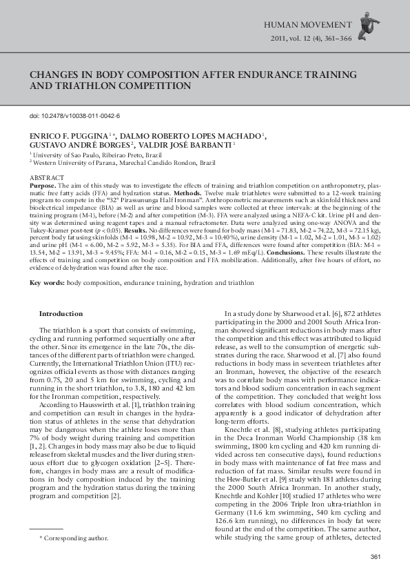 (PDF) Changes in Body Composition after Endurance Training and ...