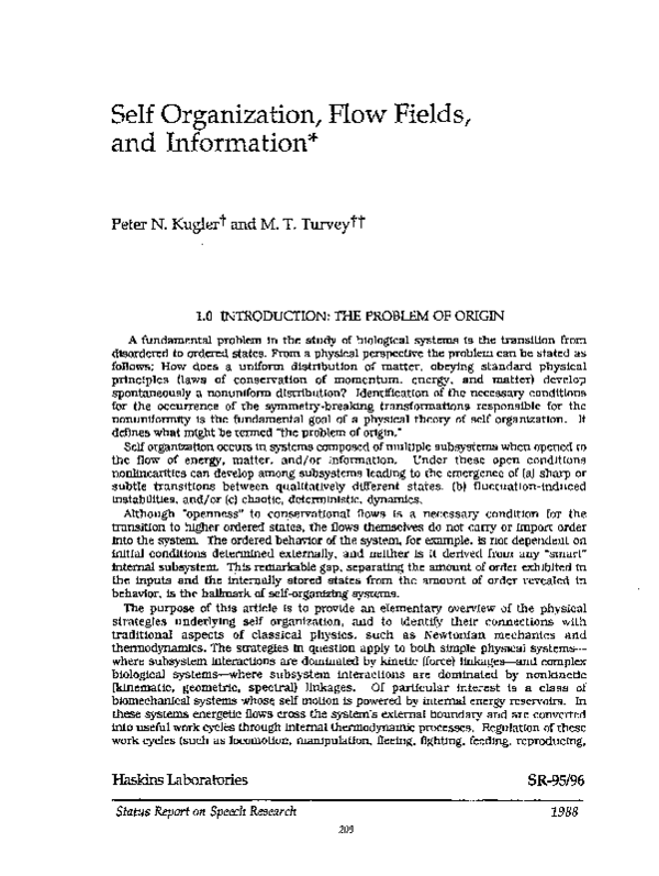 (PDF) Self-organization, flow fields, and information | Peter Kugler ...