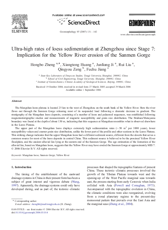 (PDF) Ultra-high rates of loess sedimentation at Zhengzhou since Stage ...