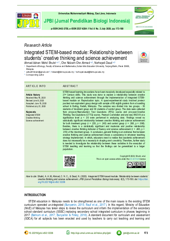 (PDF) Integrated STEM-based module: Relationship between students ...