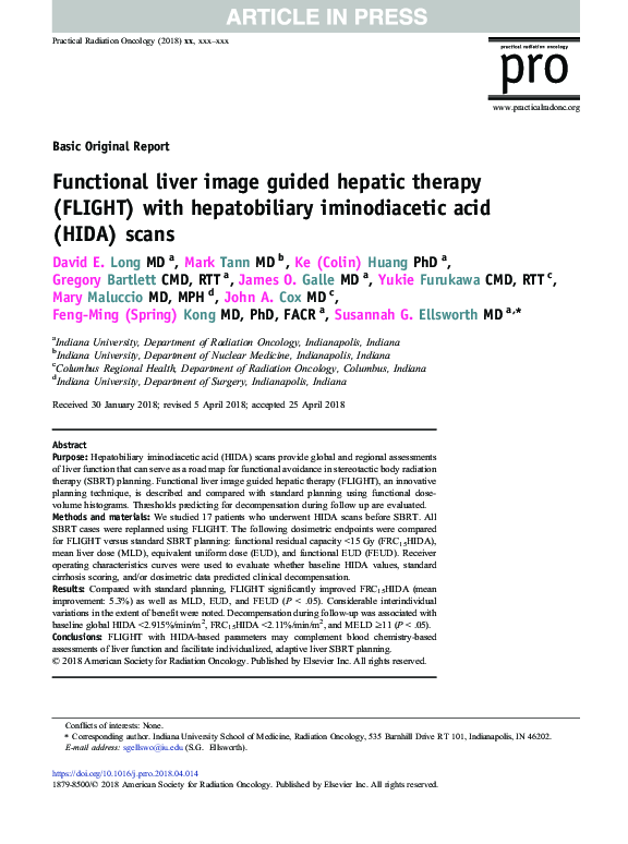 (PDF) Functional Liver Image-Guided Hepatic Therapy (FLIGHT) with ...