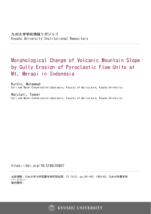 (PDF) Morphological Change of Volcanic Mountain Slope by Gully Erosion ...