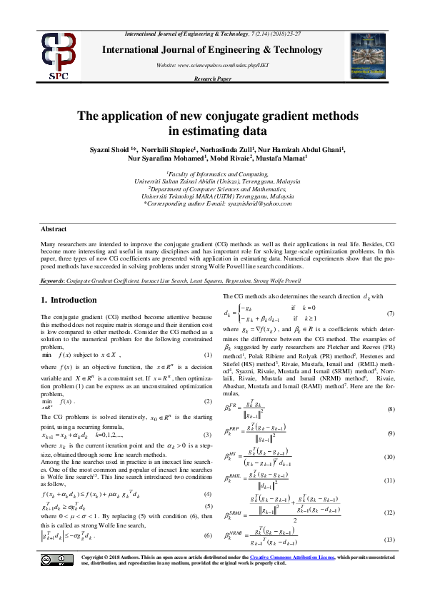 (PDF) A new classical conjugate gradient coefficient with exact line search