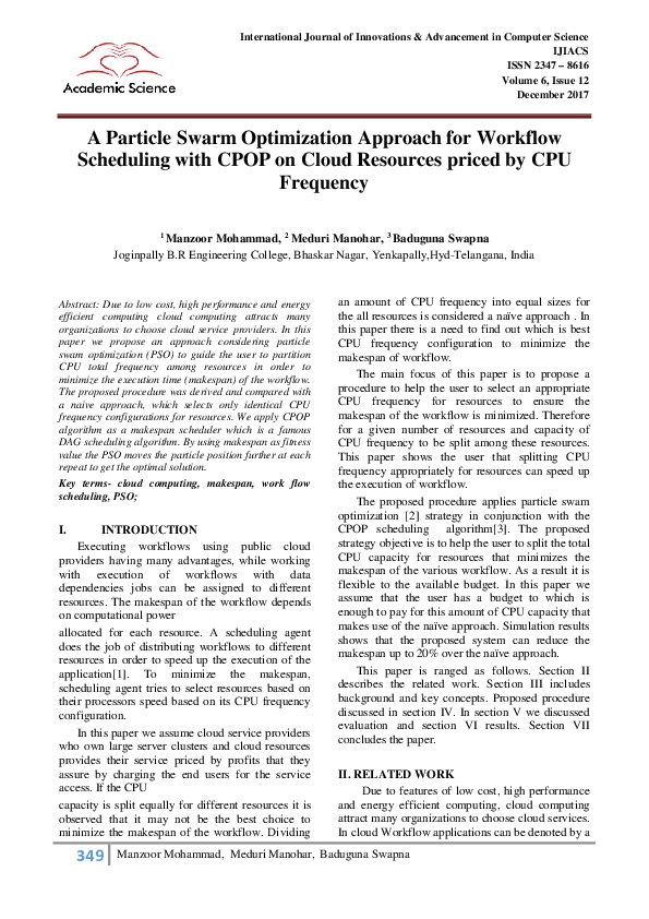 (PDF) A Particle Swarm Optimization Approach for Workflow Scheduling ...