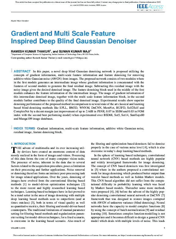(PDF) Gradient and Multi Scale Feature Inspired Deep Blind Gaussian Denoiser