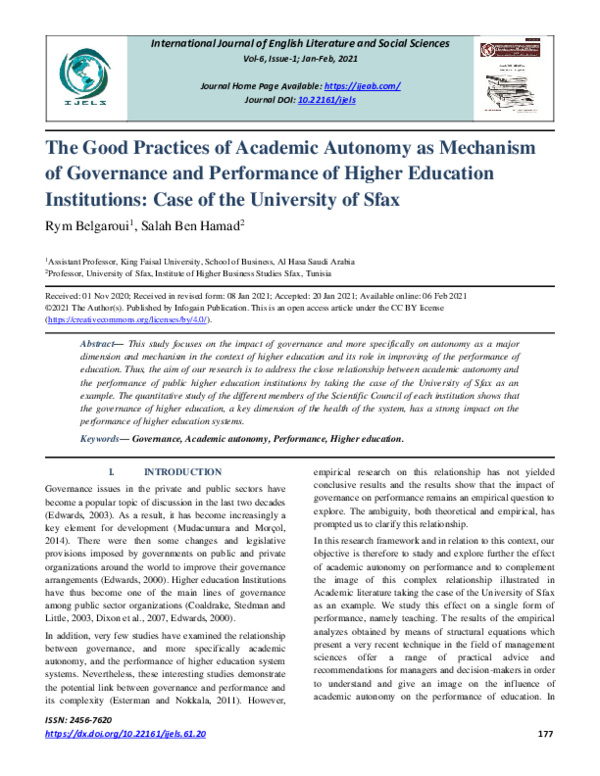(PDF) The Good Practices of Academic Autonomy as Mechanism of ...
