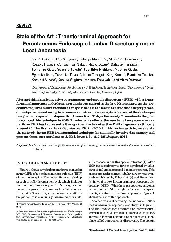 (PDF) State of the Art: Transforaminal Approach for Percutaneous ...