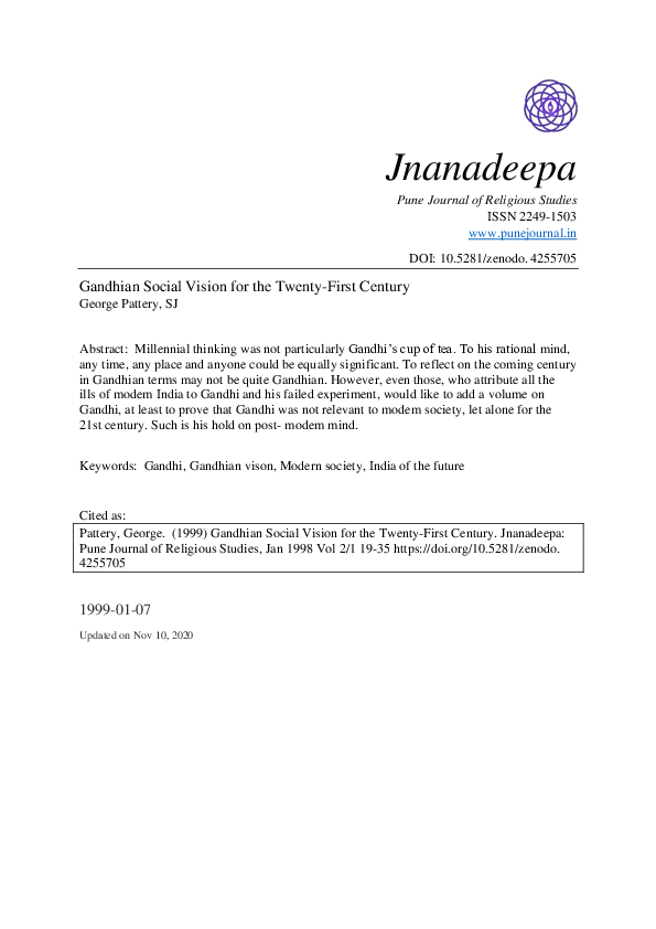 (PDF) Gandhian Social Vision for the Twenty-First Century